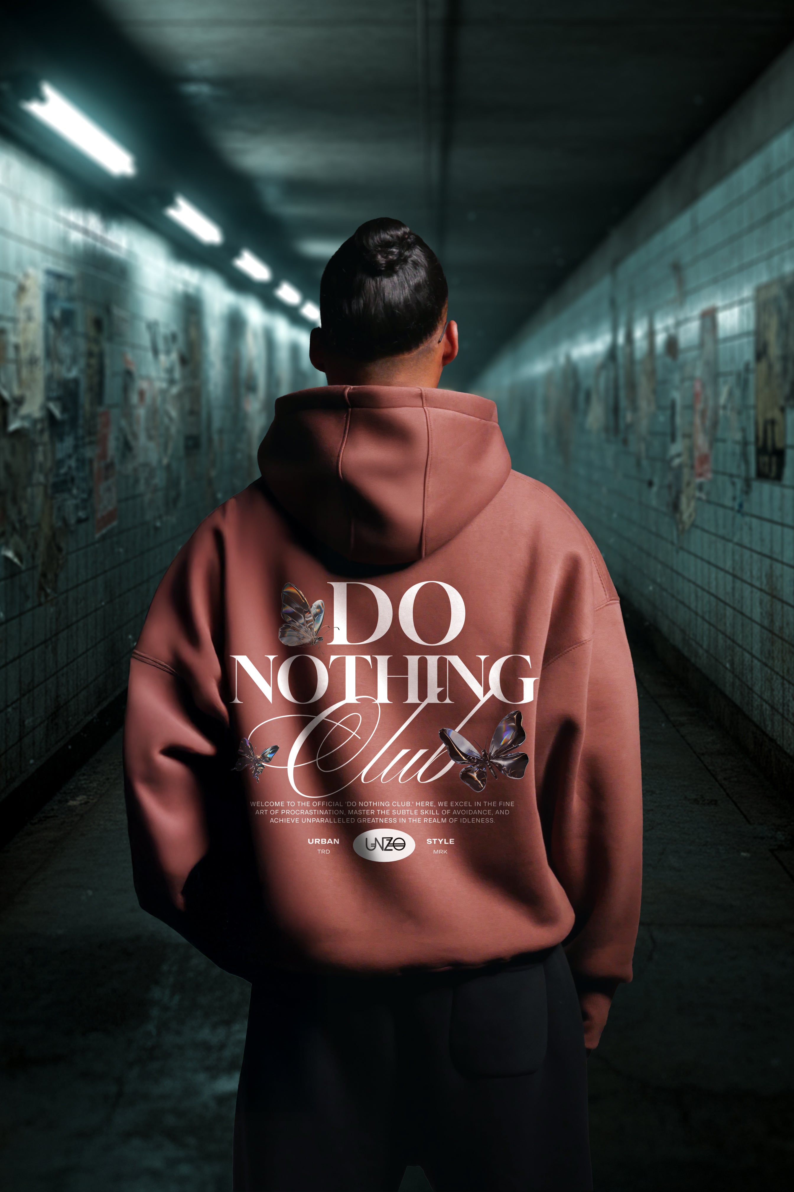 MULTI FIT OVERSIZE [DO NOTHING ] HOODIE {BROWN} – Unzo Store